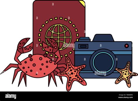 Passport With Camera Photographic And Crab Stock Vector Image And Art Alamy