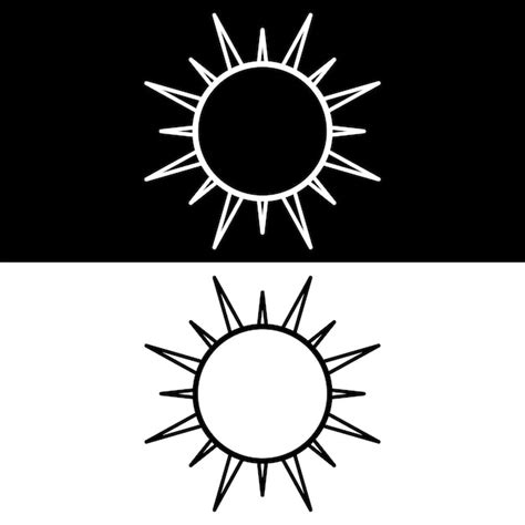 태양 아이콘 ⁇ 터 검은색과 ⁇ 색 버전 디자인 템플릿 프리미엄 벡터