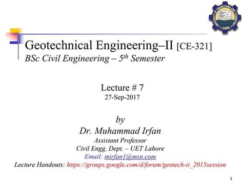 Geotechnical Engineering Ii [lec 9 10 Westergaard Theory] Ppsx Physics Science