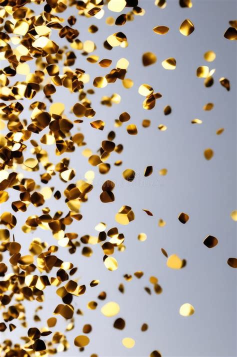 Golden Confetti Celebration On Light Background Stock Illustration