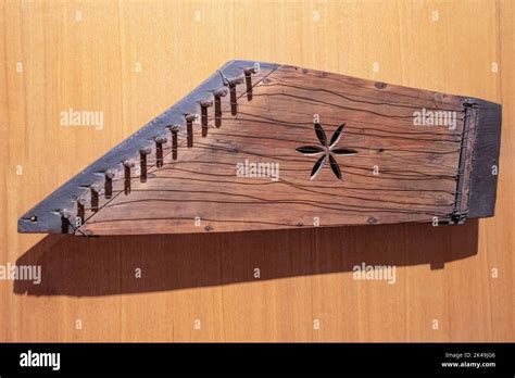 Wooden Gusli On Wood Background Ancient East Slavic Stringed Plucked