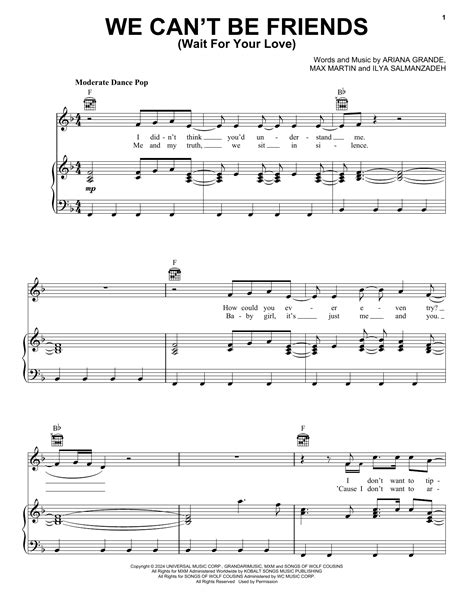 Ariana Grande We Cant Be Friends Sheet Music For Piano Vocal