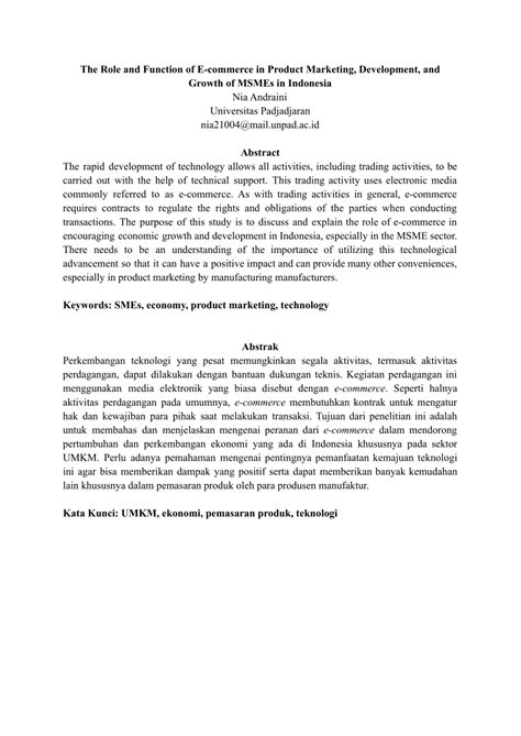 Pdf The Role And Function Of E Commerce In Product Marketing