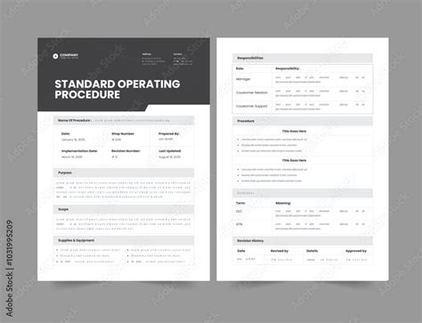 Standard Operating Procedure Template And Sop Template Stock Vector Adobe Stock
