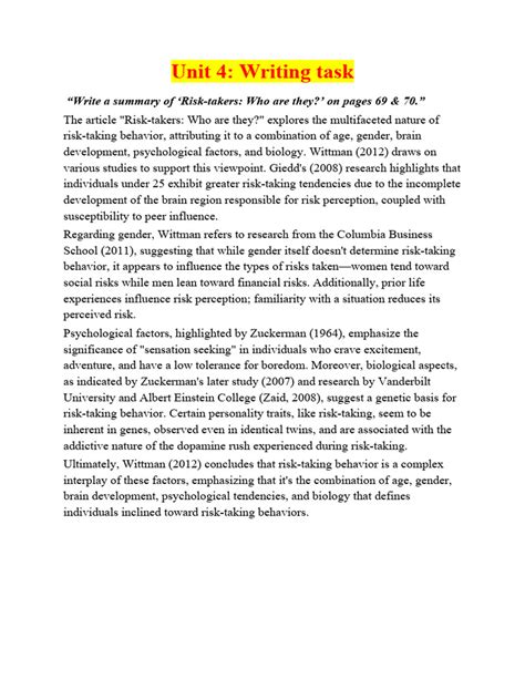 Unit 4 Writing Task Pdf