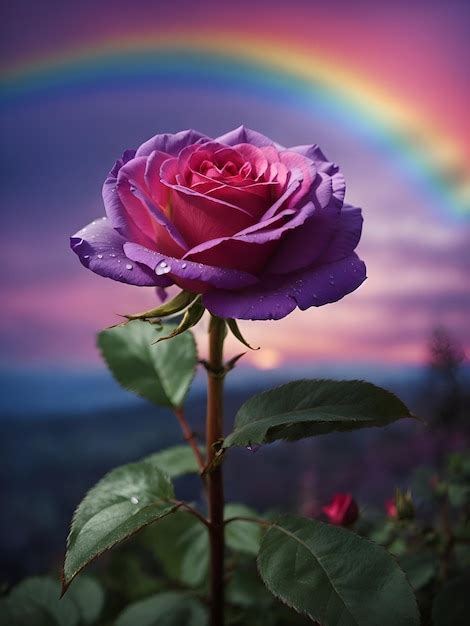 Premium Photo Single Beautiful Violet Rose With Leaf
