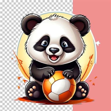 Premium PSD Happy Panda Kicking Soccer Ball