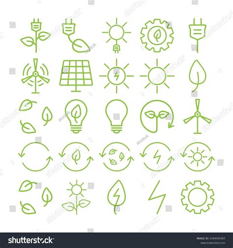 Renewable Energy Icon Set Eco Green Stock Vector Royalty Free
