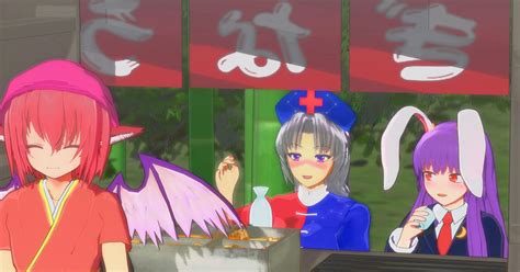 東方mmd 師匠と飲む優曇華 一本たたらのイラスト Pixiv