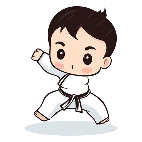 태권도 귀여운 카라테 소년 만화 터 일러스트레이션 프리미엄 벡터 태권도 귀여운 카라테 소년 만화 터 일러스트레이션 프리미엄 벡터
