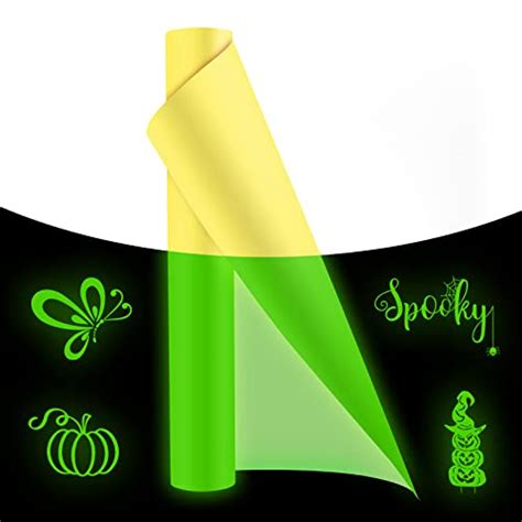 HTVRONT Glow In Dark Permanent Vinyl Neon Permanent Adhesive Vinyl Roll