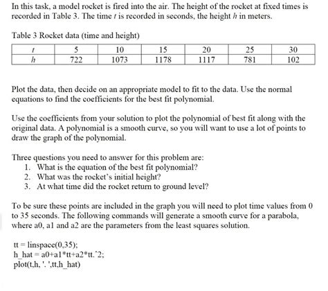 Solved In This Task A Model Rocket Is Fired Into The Air
