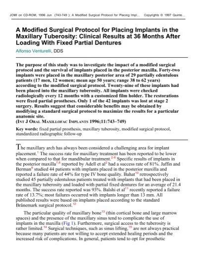 A Modified Surgical Protocol For Placing Implants In The Maxillary