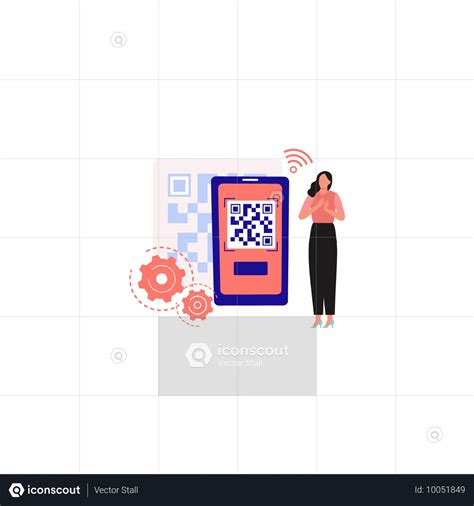 Girl Is Doing Barcode Scanning Using Wifi Network Animation Free