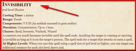Invisibility Dandd 5th Edition Dandd 5e Character Sheets