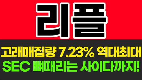 리플 코인 고래매집량 723 역대최대 Sec 뼈때리는 사이다까지 리플 리플시세 리플전망 리플소송 리플소송결과 리플실시간 리플매수 리플코인 리플xrp