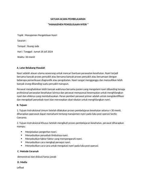 Sap Manajemen Nyeri Neng Eulis Pdf