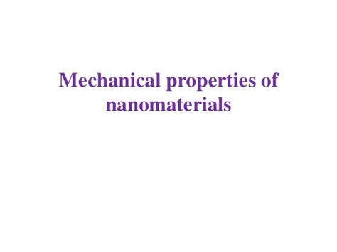 Properties Of Nano Materials