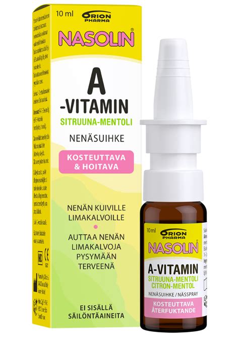 Nasolin A Vitamin Sitruuna Mentoli Nenäsumute 10 Ml Verkkoapteekki Fi