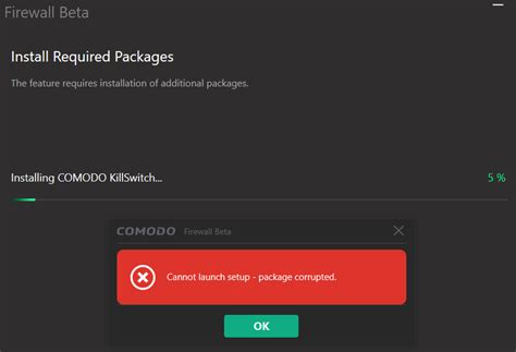 error installing kilswitch bug reports beta corner cis comodo forum