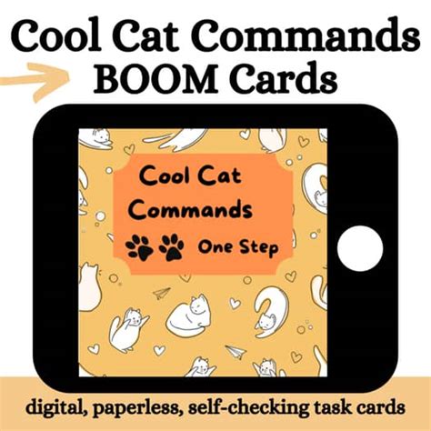 Freebie Cool Cat Commands Boomcards 1 Step Direction Receptive