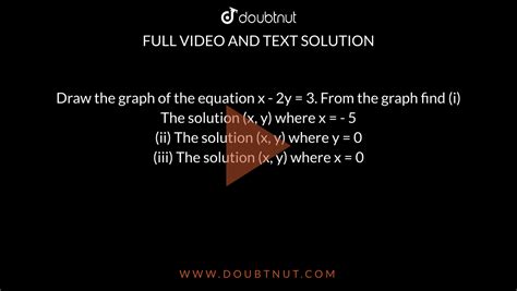 Draw The Graph Of The Equation X 2y 3 From The Graph Find I The