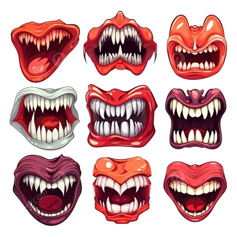 Set Of Mouth Of Monsters For Halloween Decoration Scary Mouth Horror