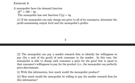 Solved A Monopolist Faces The Demand Function Qd100−4p The