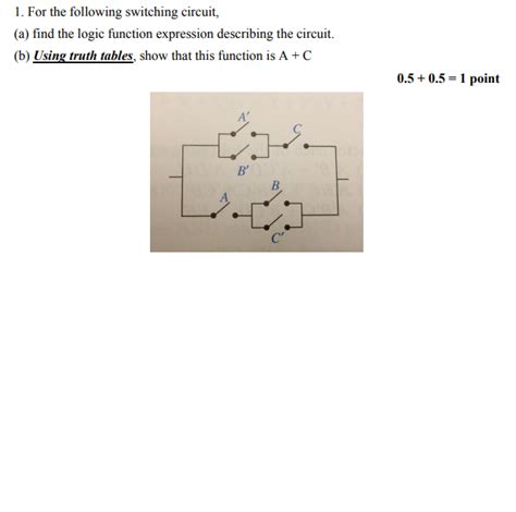 Solved 1 For The Following Switching Circuit A Find The