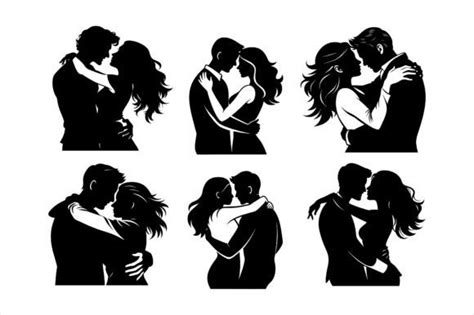 Passionate Couple Hug Silhouette Bundle Graphic By Mk Graphics Store