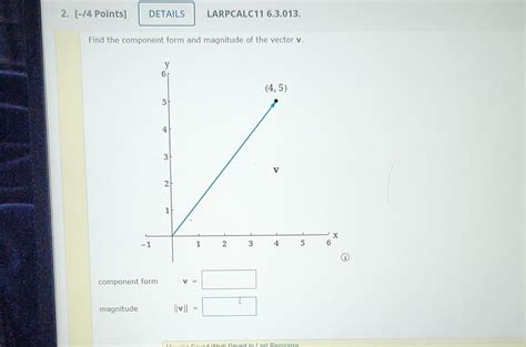 solved find the component form and magnitude of the vector