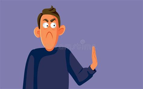 Angry Man Making Halt Gesture With Hand Vector Cartoon Stock Vector