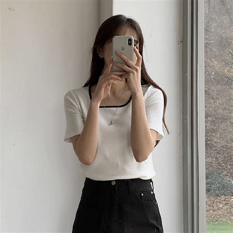 로렌하이 여름 티셔츠 Best 1만6천장 돌파 Sml사이즈 Made 시에르 골지 스퀘어넥 반팔 티셔츠 8 Color