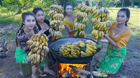 Amazing Cooking Fried Banana Recipe Make Banana Cake Recipe Youtube