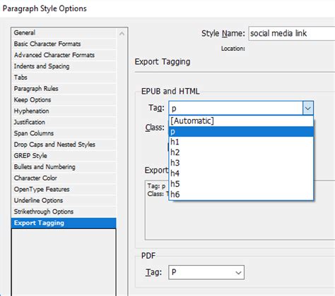 Export Tagging Paragraph Styles In Indesign Help Illinois State