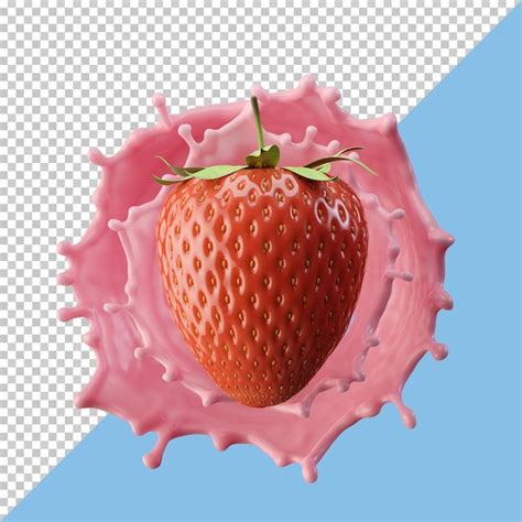딸기 우유 스플래시 절연 팩 액체 또는 요구르트 스플래시 클리핑 경로 3d 그림 포함 프리미엄 Psd 파일