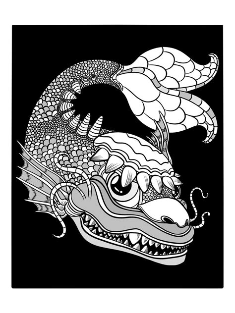 Black And White Yokai Shachihoko By Latishataylorart On Deviantart