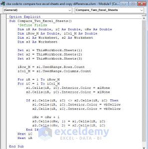 VBA Code To Compare Two Excel Sheets And Copy Differences