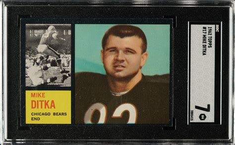 1962 Topps Football 17 Mike Ditka Rookie Sgc Nm 7 Rea Archive