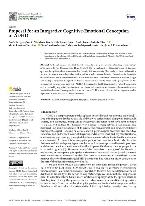 Pdf Proposal For An Integrative Cognitive Emotional Conception Of Adhd