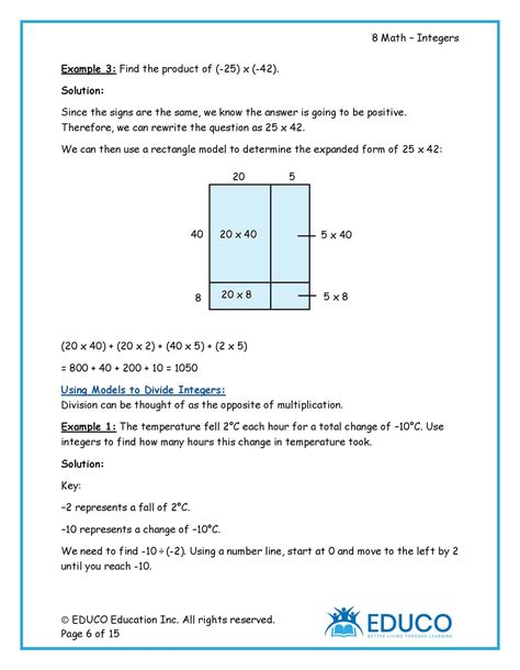 Unit 2 Integers Grade 8 Math Digital Download Educo Education