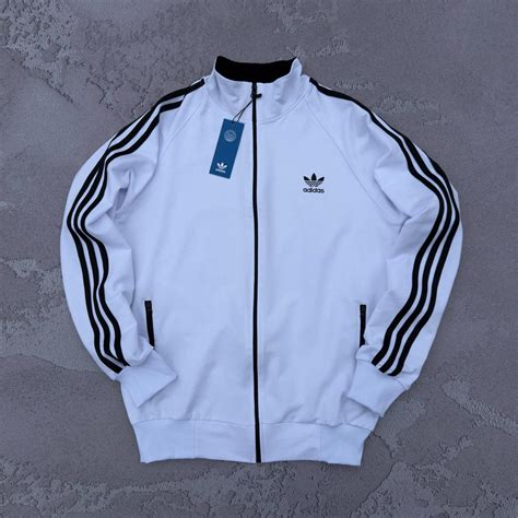 Мужская кофта Adidas белая без капюшона на молнии спортивная Олимпийка ...