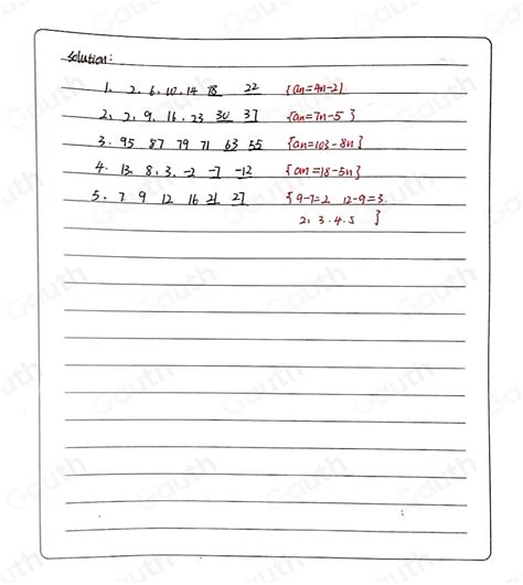 Solved Sequences The Nth Term Exercise 7 Write Down Each Sequence And