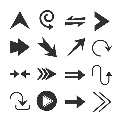 Arrows Direction Guide Cursor Web Navigation Icons Set Silhouette Style Vector Art At