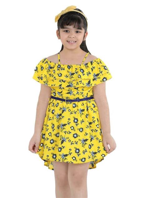 Buy Naughty Ninos Girls Mustard Floral Printed Dress Online At Best