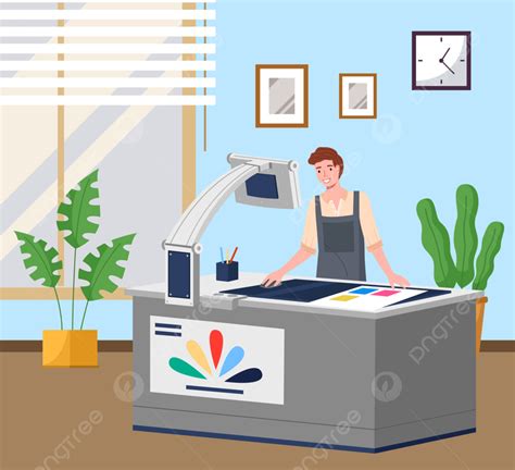 Hombre Imprimiendo En Plóter De Gran Formato Fondos Prensa Publicidad Trabajador Imagen De