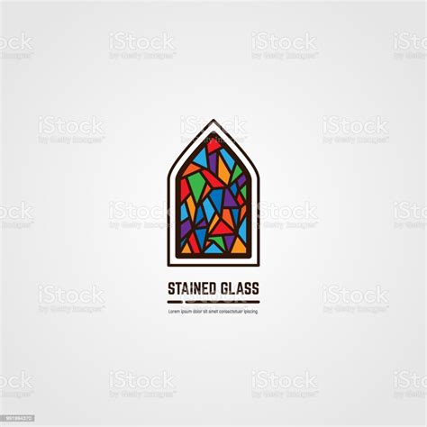Stained Glass Line Vector Emblem Stock Illustration Download Image