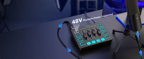 FIFINE Gaming Audio Mixer for Streaming, RGB PC Audio Interface, DJ ...