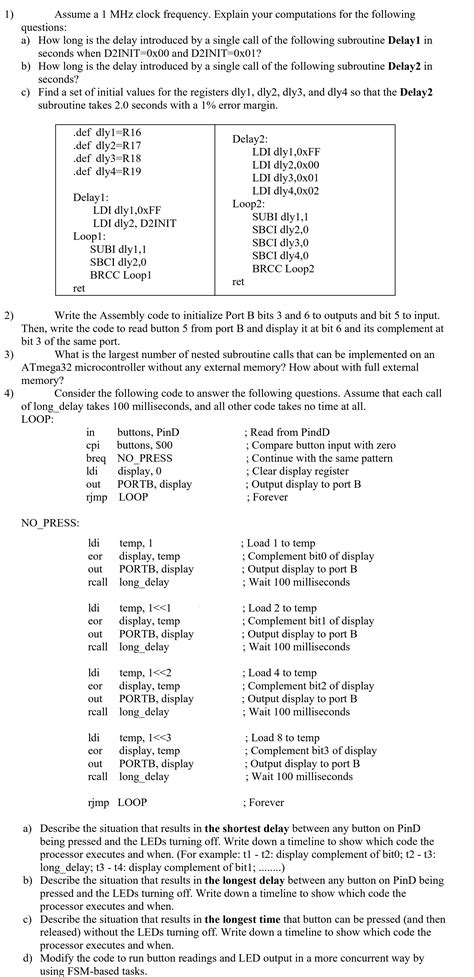 Solved Assume A 1 ﻿mhz Clock Frequency Explain Your