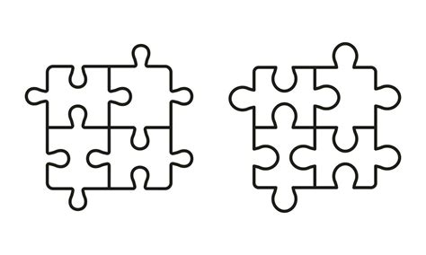 Puzzle Pieces Match Combination Solution Line Icon Set Teamwork Challenge Idea Logic Game